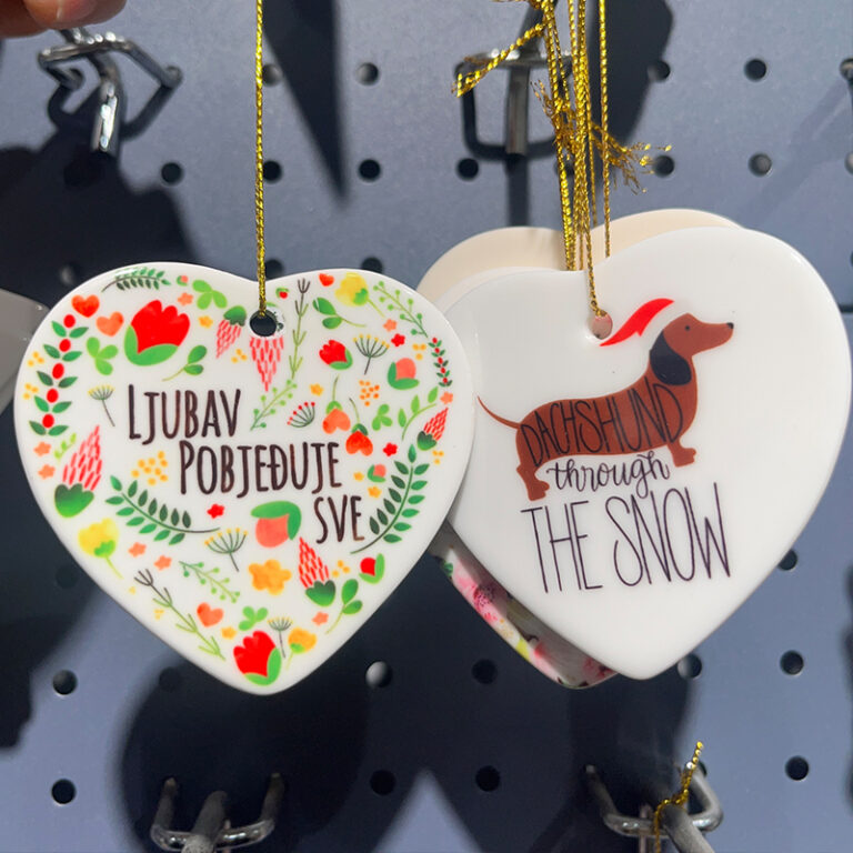 Heart shape sublimation blank ceramic ornament